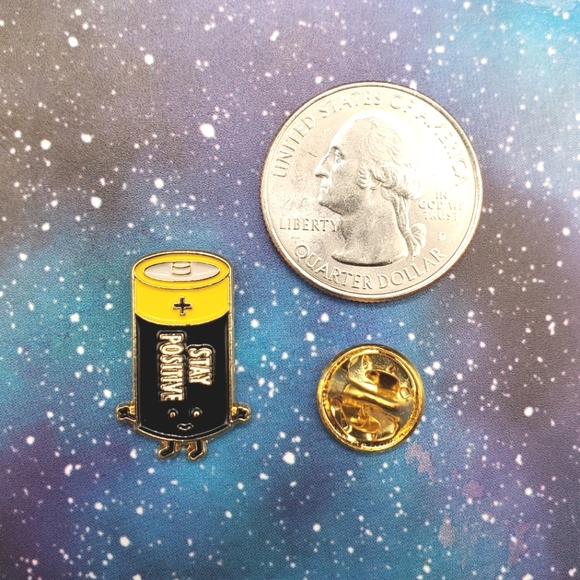 None | Jewelry | Stay Positive Battery Enamel Pin | Poshmark